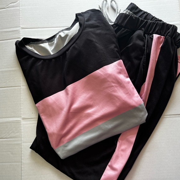 Pants & Jumpsuits | Colorblock Lounge Set Black Pink Gray Size Xl ...